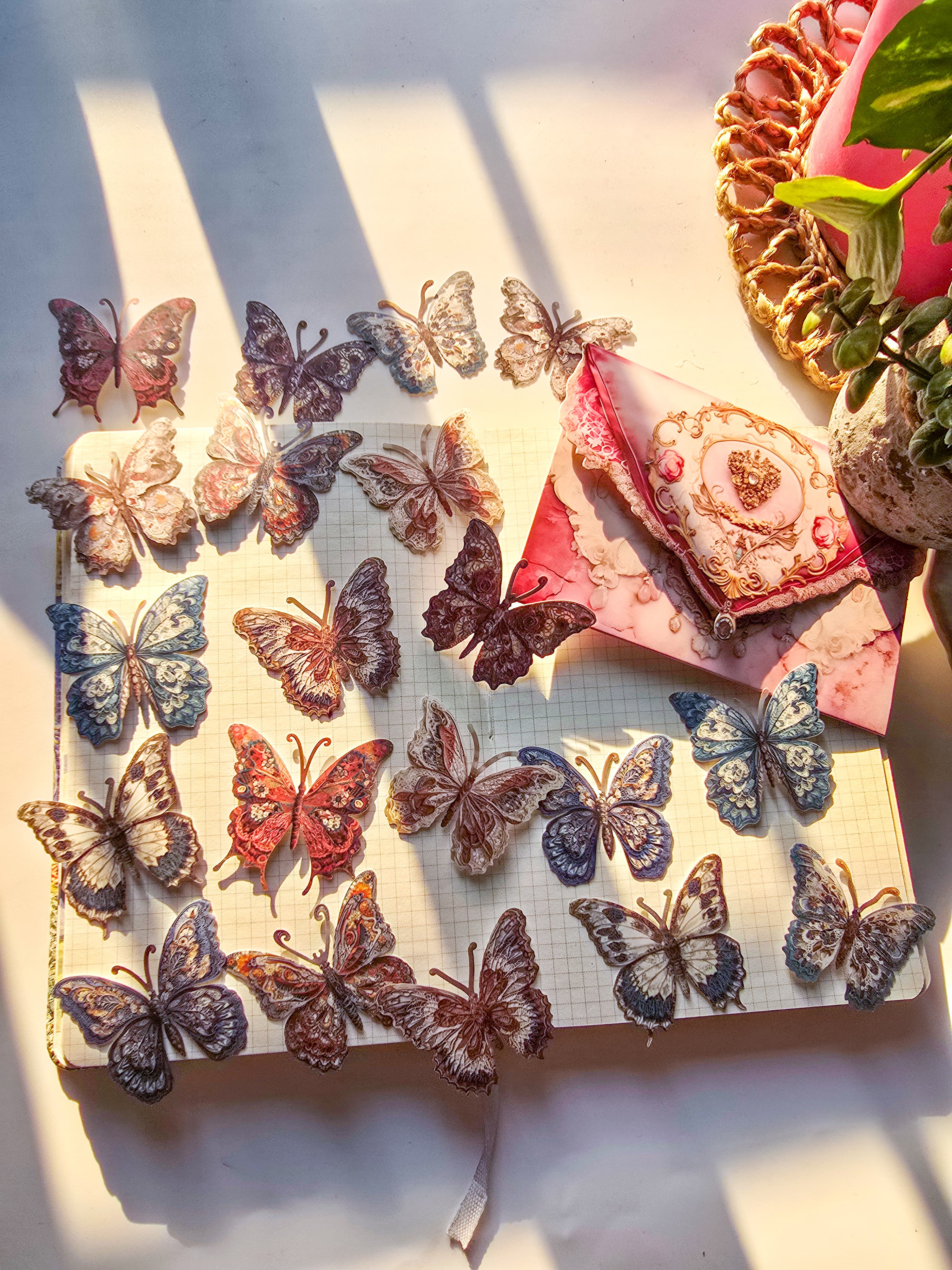 MG024-0960-Yan Ji stickers colorful glaze series butterfly gem small o ...